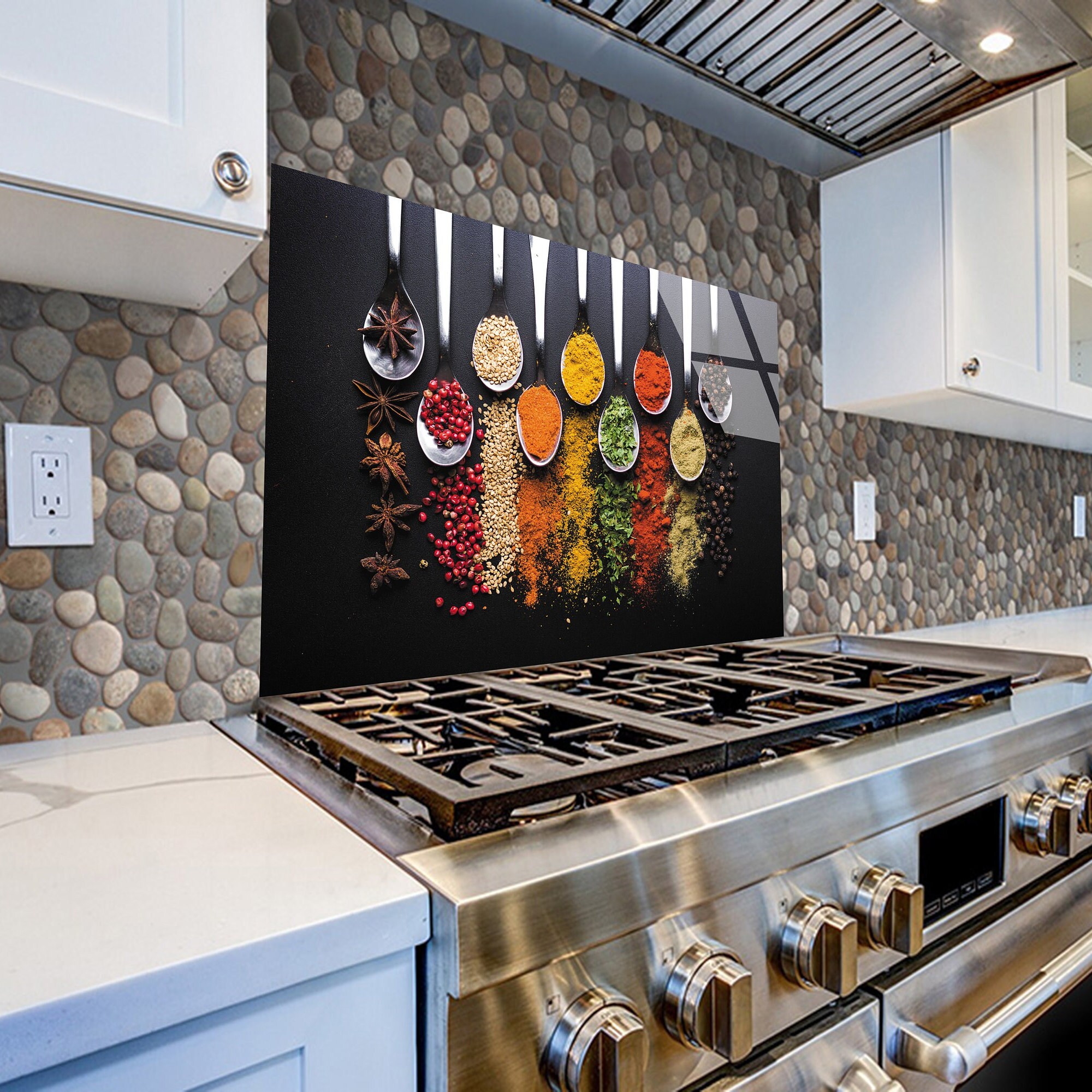 Spices Backsplash Design Tempered Glass Mega Size, Cooker Wall ...