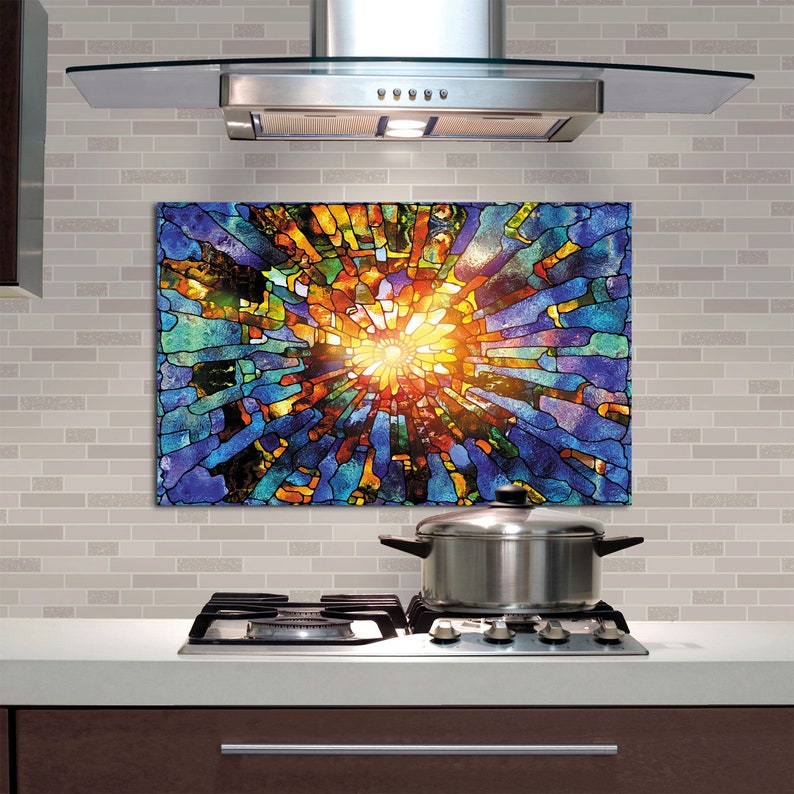 Tempered Glass Stove Backsplash, Kitchen Backsplash Tile, Chopping ...