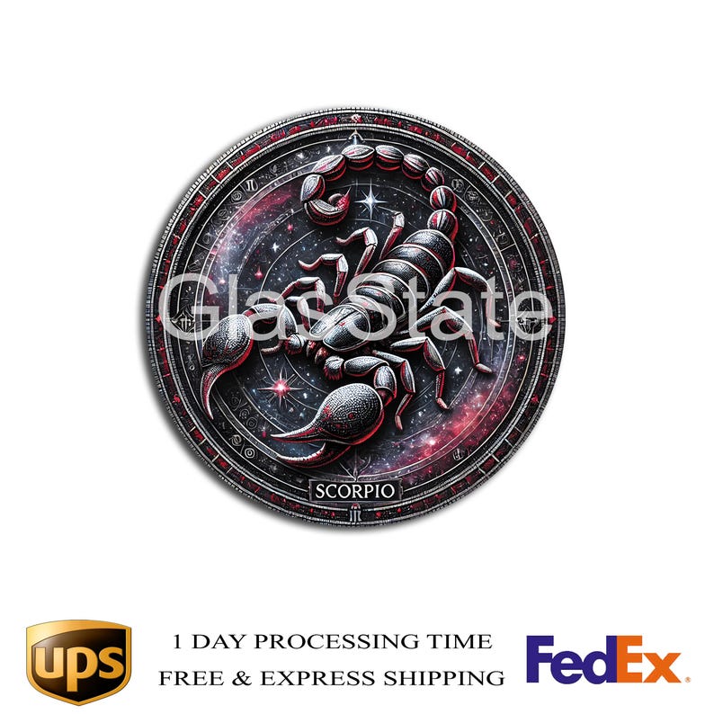 Scorpio Zodiac Sign, Horoscope Wall Art, Astrology Wall Art, Tempered ...