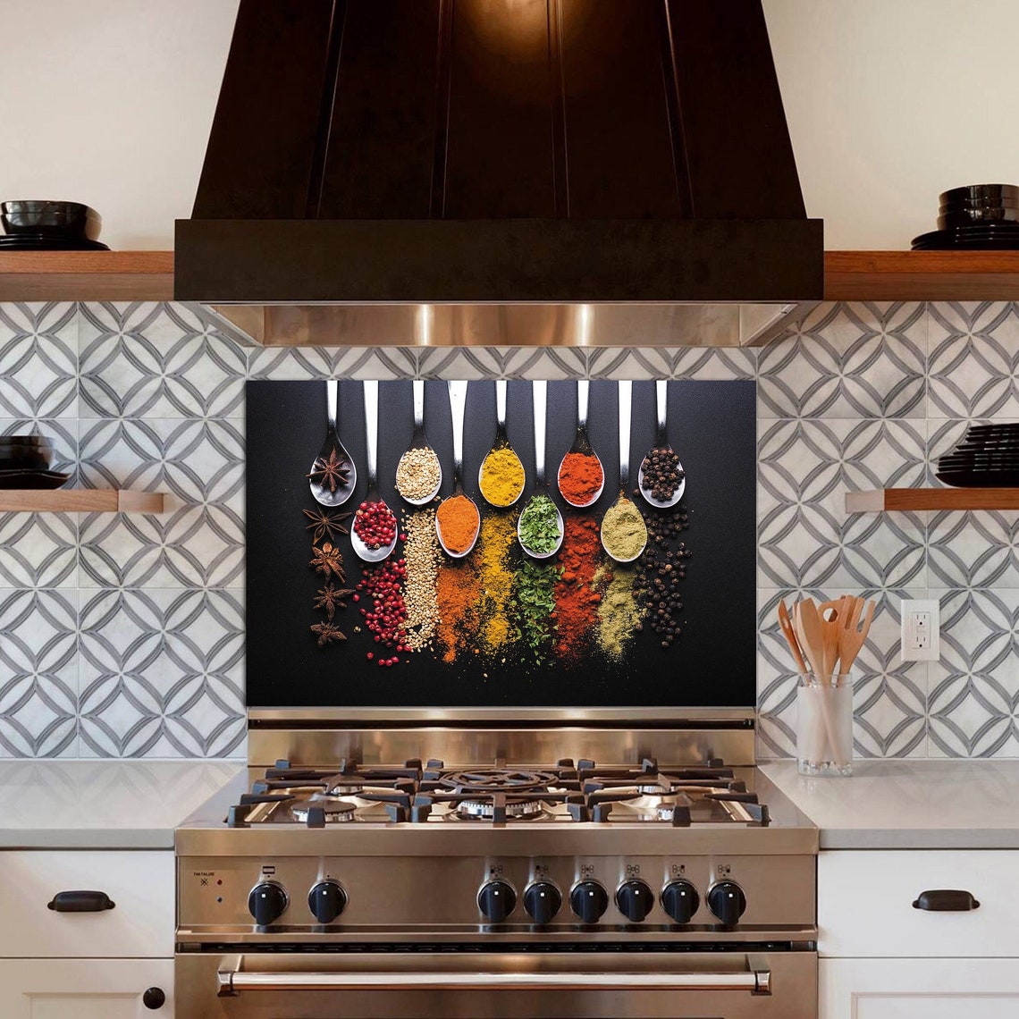 Spices Backsplash Design Tempered Glass Mega Size, Cooker Wall ...