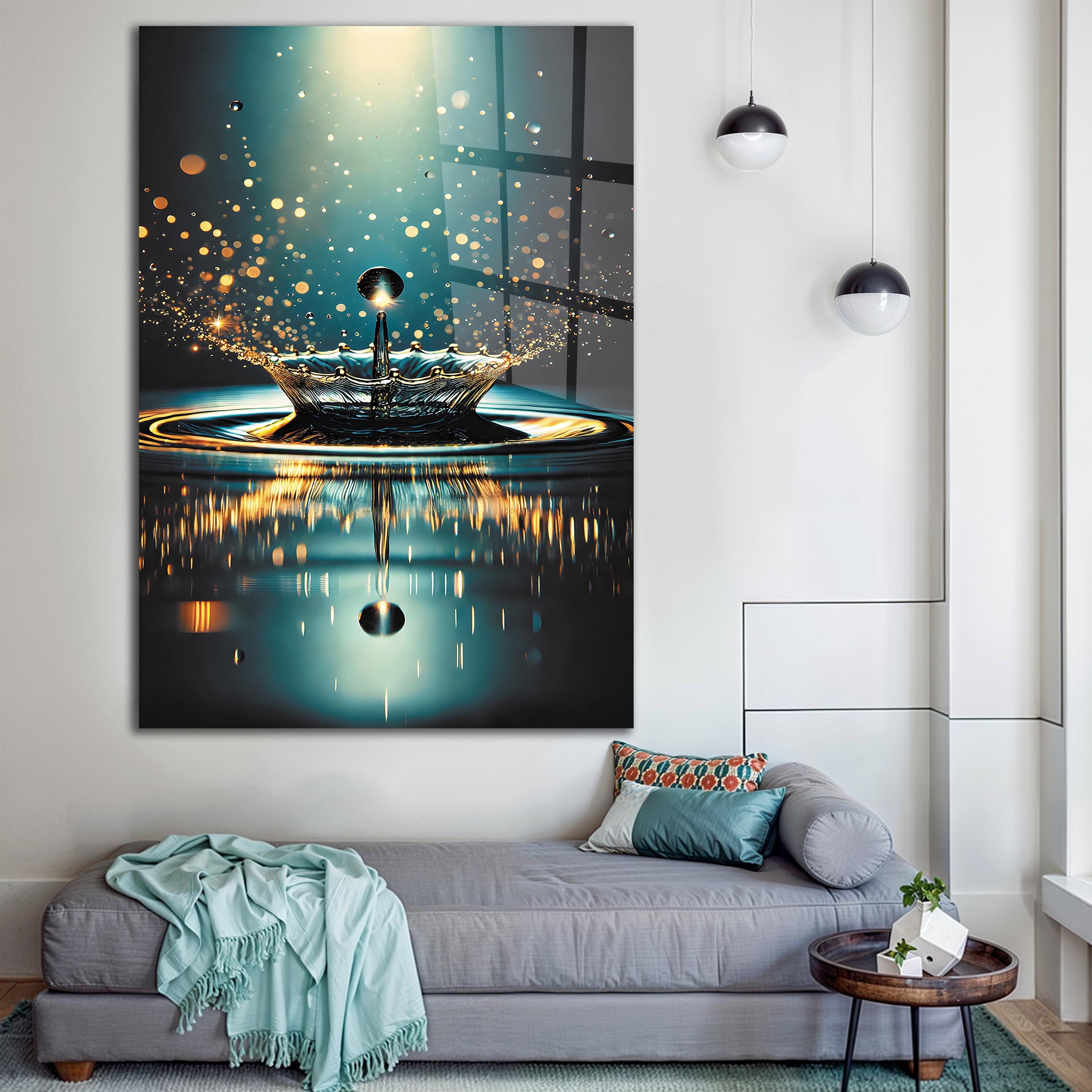 Tempered Glass Wall Art Abstract Water Drop,panoramic Wall Art,extra ...