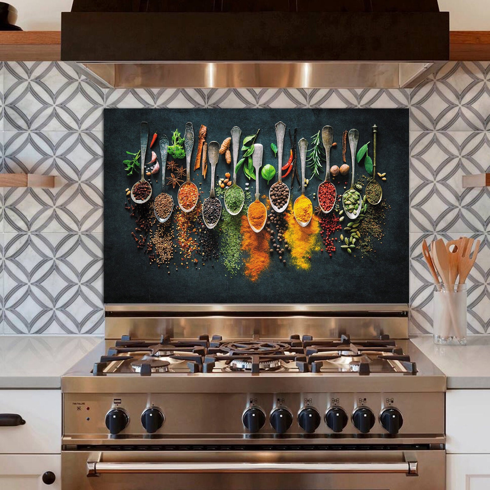 Spices Backsplash Design Tempered Glass Mega Size, Cooker Wall ...