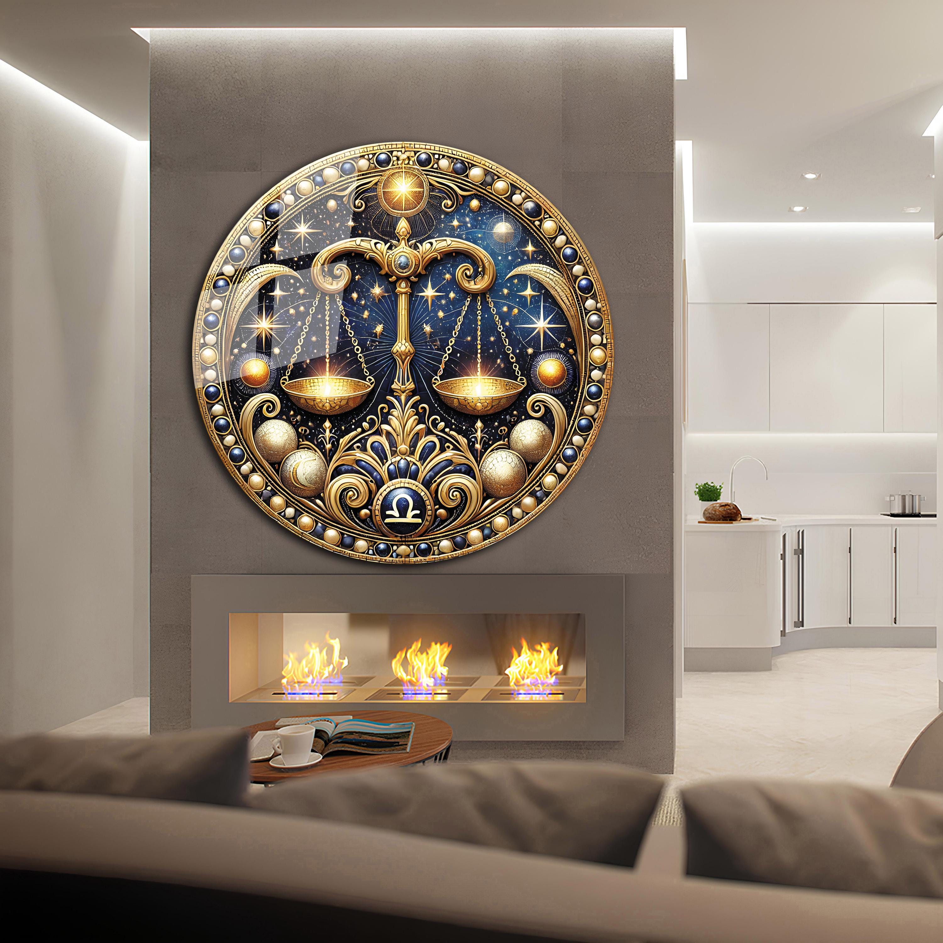 Tempered Glass Wall Art, Libra Zodiac Sign, Horoscope Wall Art ...