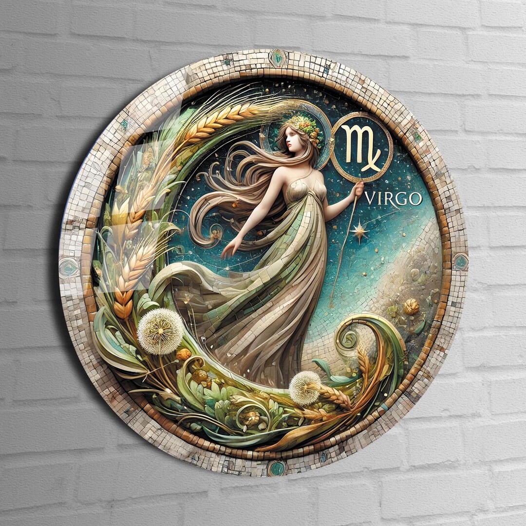 Virgo Zodiac Sign, Horoscope Wall Art, Astrology Wall Art, Tempered ...