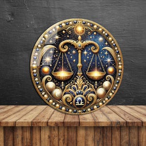 Tempered Glass Wall Art, Libra Zodiac Sign, Horoscope Wall Art ...