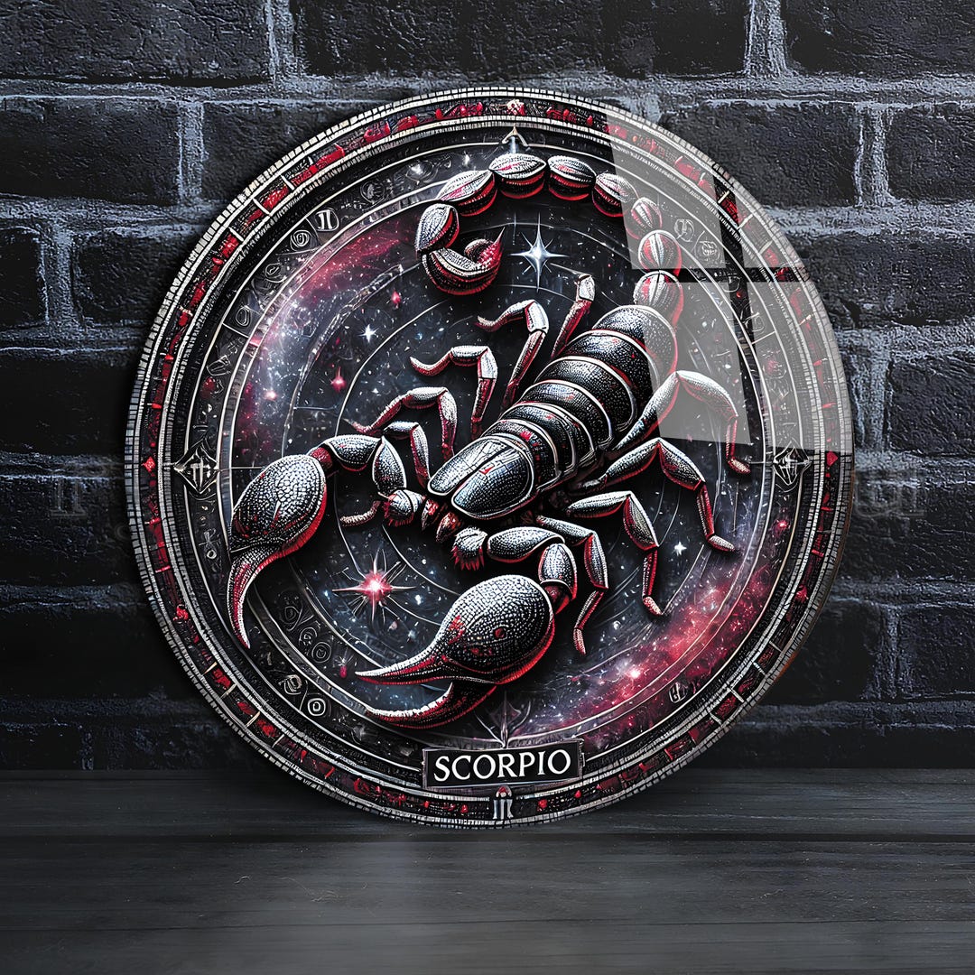 Scorpio Zodiac Sign, Horoscope Wall Art, Astrology Wall Art, Tempered ...