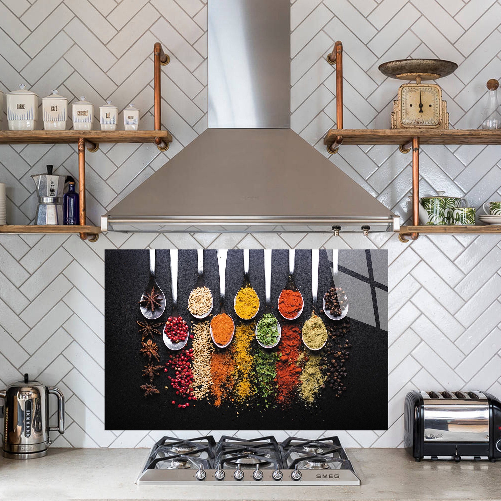 Spices Backsplash Design Tempered Glass Mega Size, Cooker Wall ...