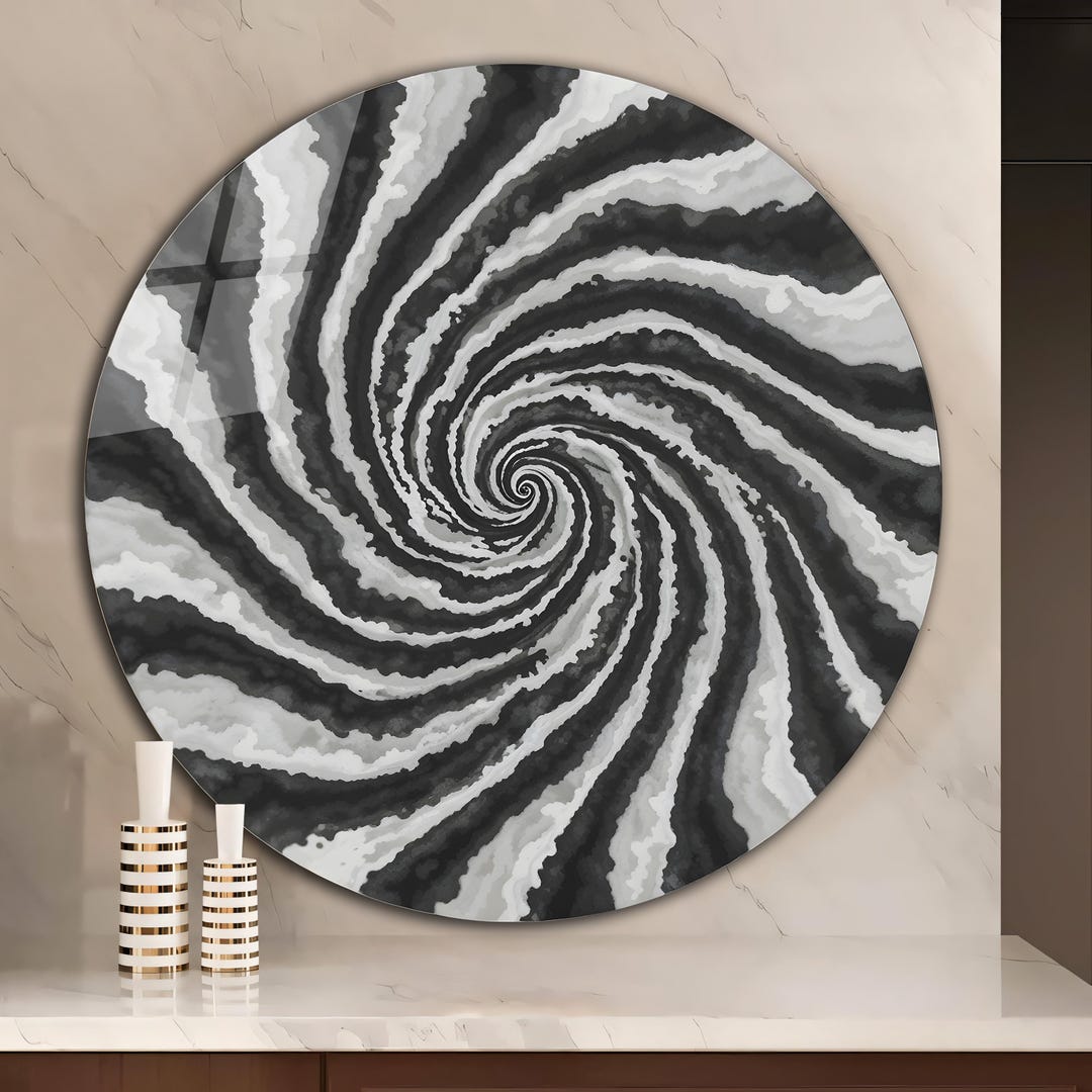 Zebra Pattern Wall Art, Round Glass Wall Art, Living Room Decor, Wall ...