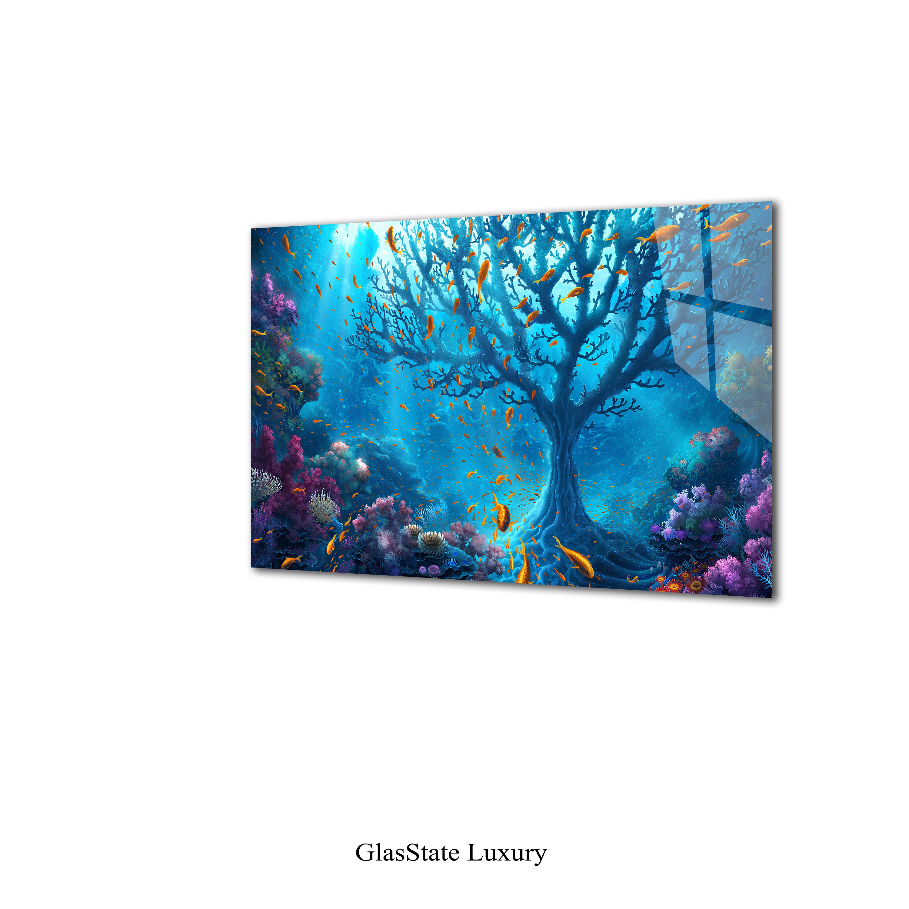 Tempered Glass Under Sea Wall Art Aquarium Wall Decor Glass Printing ...