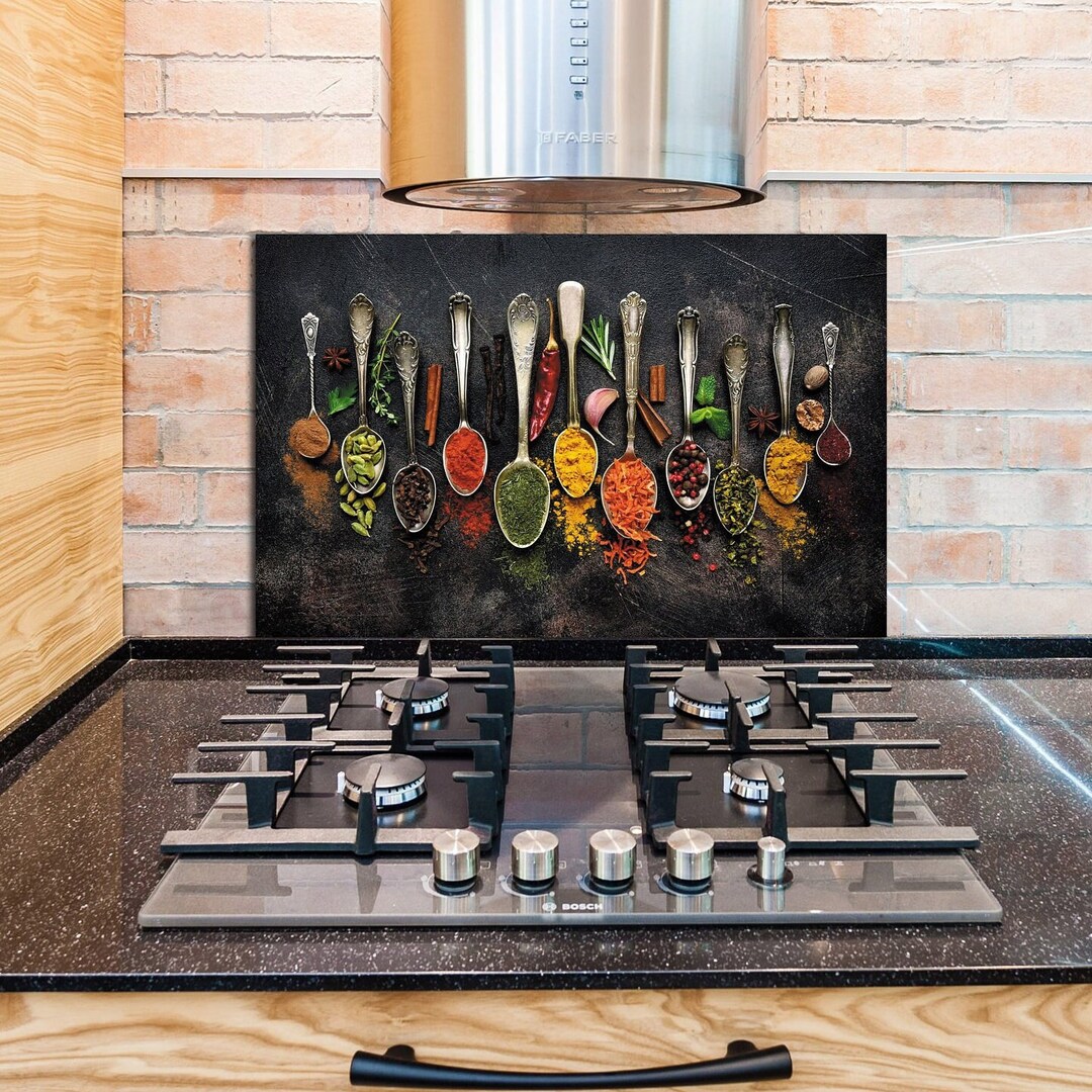 Spices Backsplash Design Tempered Glass Mega Size, Cooker Wall ...