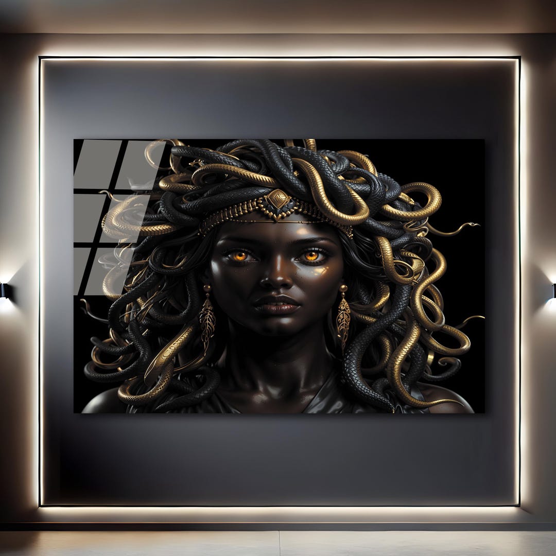 Medusa Wall Art, Mystic Glass Art, Tempered Glass Wall Art, Medusa Wall ...