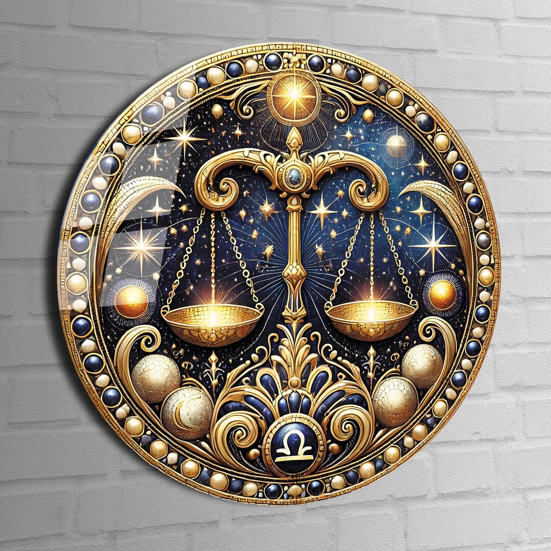Tempered Glass Wall Art, Libra Zodiac Sign, Horoscope Wall Art ...