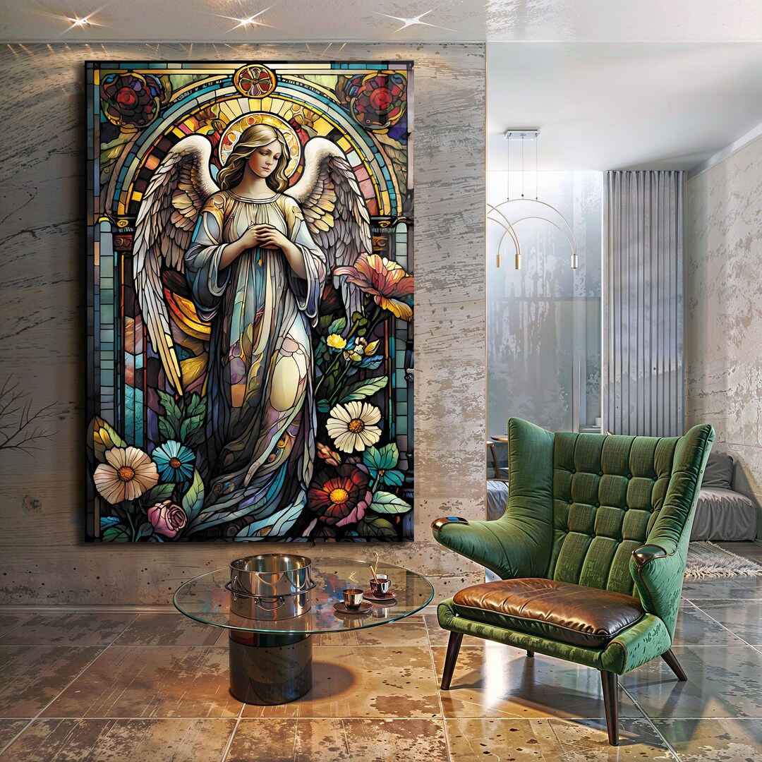 Tempered Glass Wall Art-angel Wall Decor-angel Home Decor-glass Printing-large Wall Art-wall ...