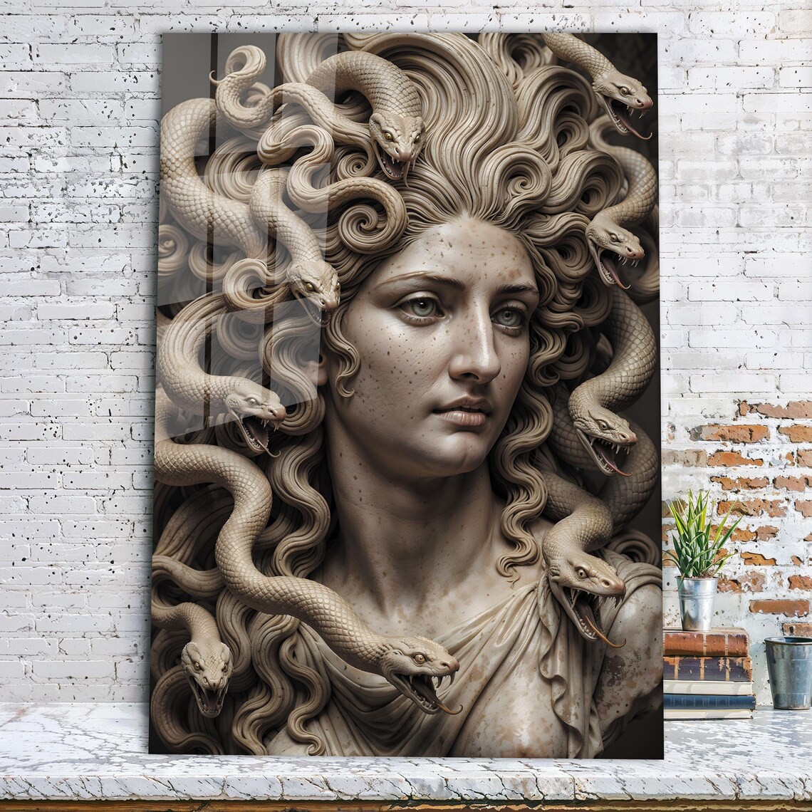 Medusa Wall Art, Mystic Glass Art, Tempered Glass Wall Art, Medusa Wall ...