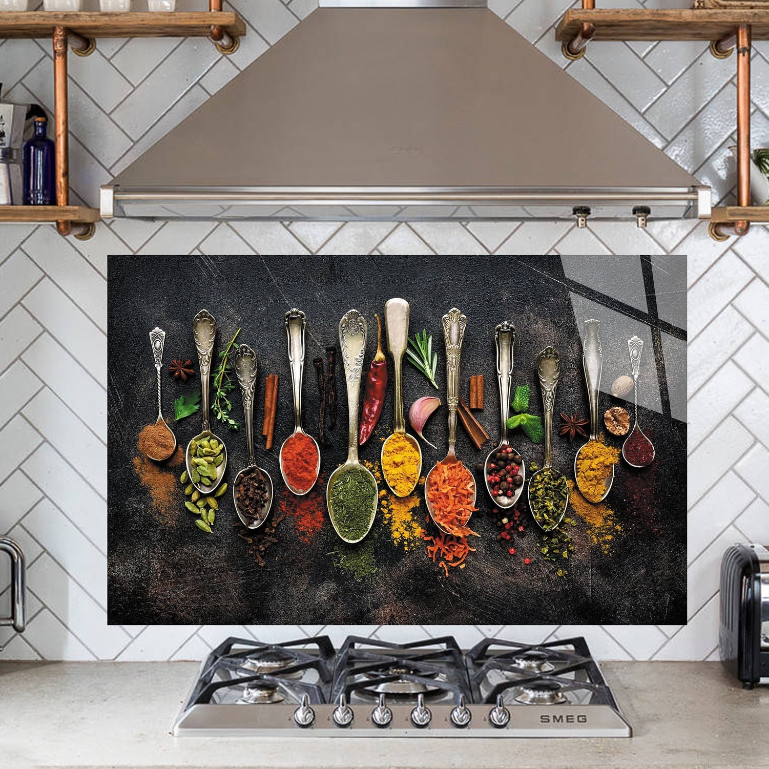 Spices Backsplash Design Tempered Glass Mega Size, Cooker Wall ...