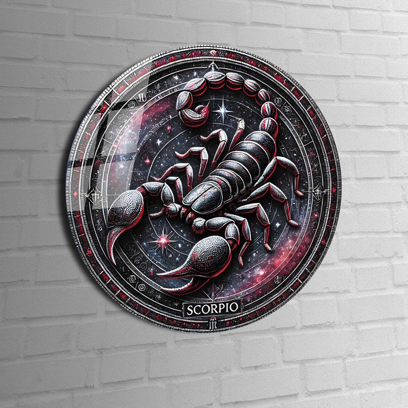 Scorpio Zodiac Sign, Horoscope Wall Art, Astrology Wall Art, Tempered ...