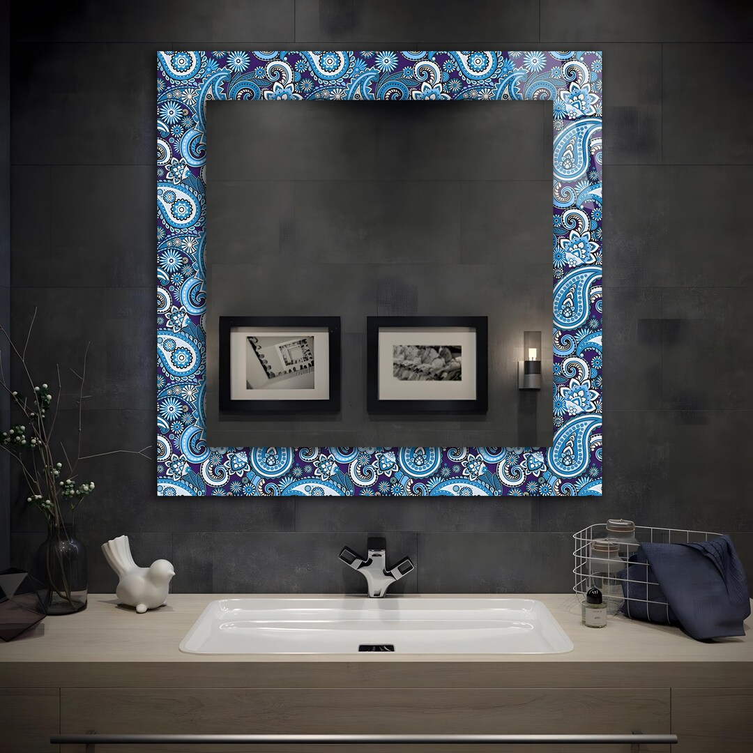 Blue Mirror Wall Decor,mirror for Bathroom,entryway Hallway Mirror ...