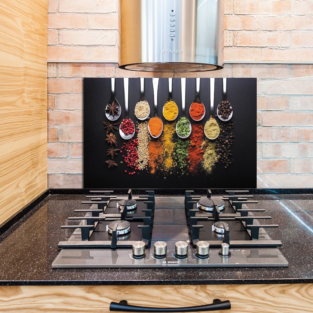Spices Backsplash Design Tempered Glass Mega Size, Cooker Wall ...