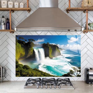 Tempered Glass Backsplash Tiles-nature Backsplash for Kitchen ...