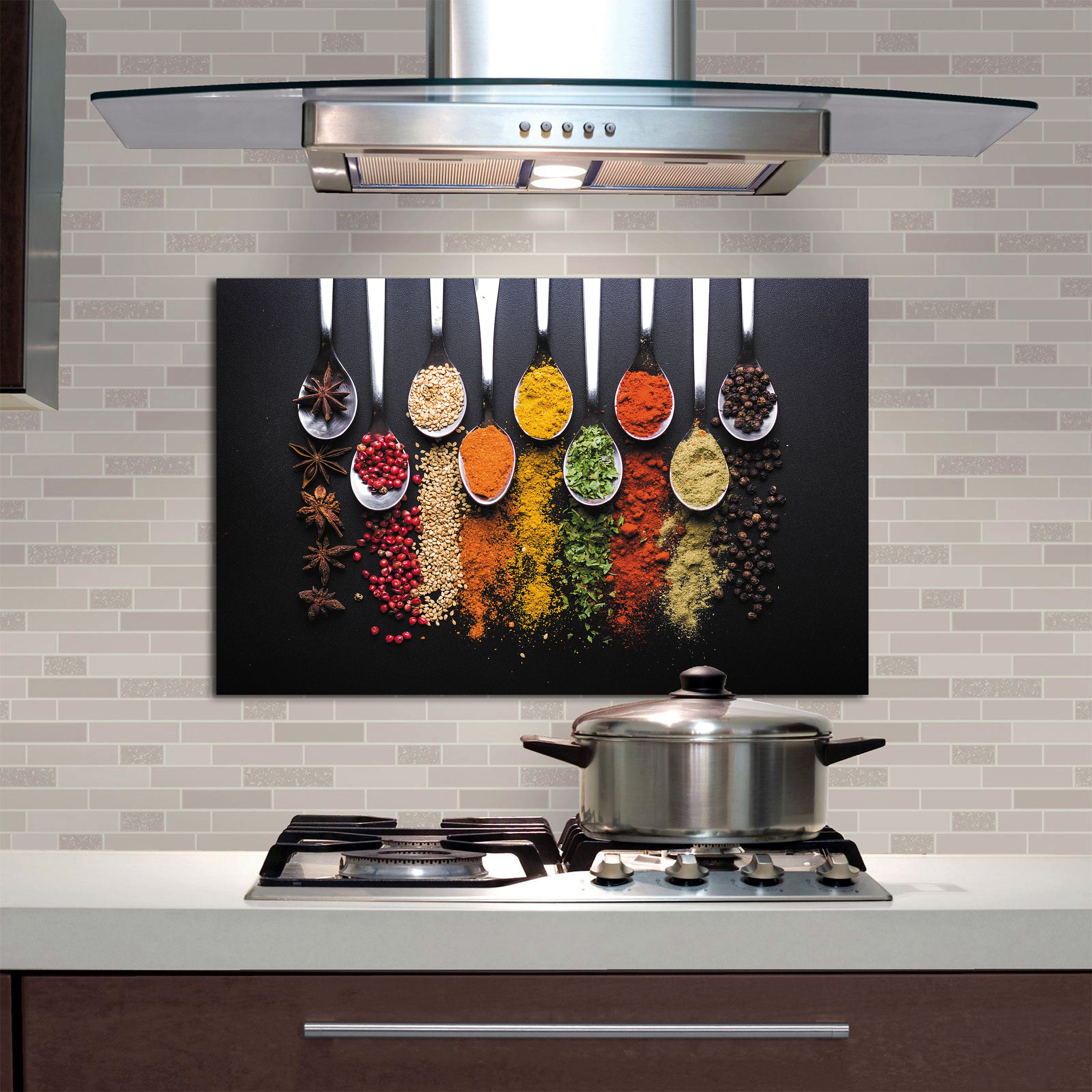 Spices Backsplash Design Tempered Glass Mega Size, Cooker Wall ...
