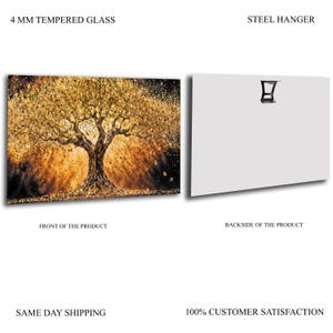 Golden Tree Tempered Glass Wall Art: Modern Home Decor - Etsy