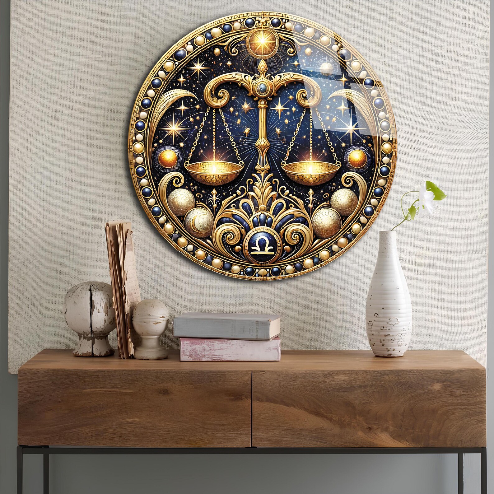 Tempered Glass Wall Art, Libra Zodiac Sign, Horoscope Wall Art ...