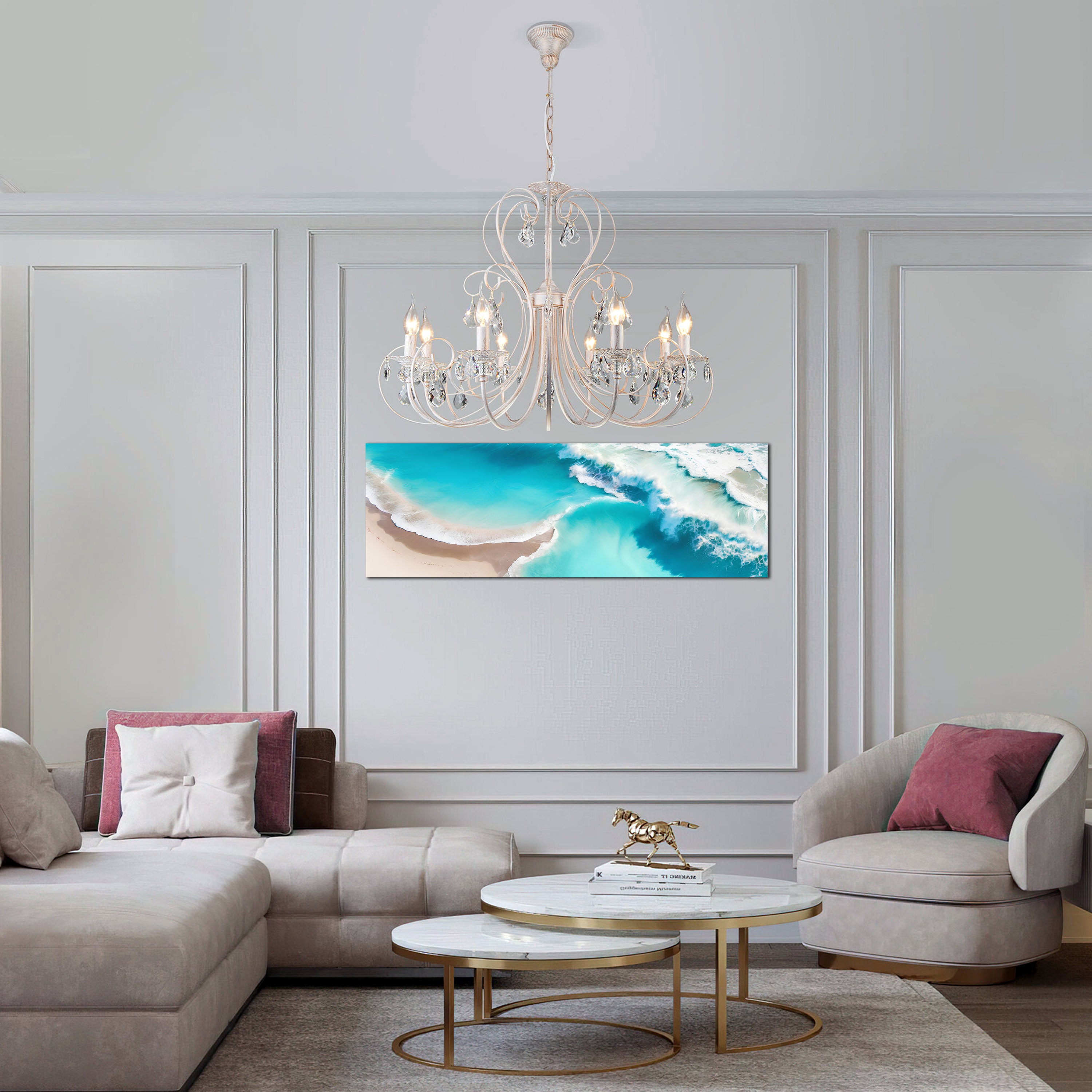 Panoramic Wall Art, Ocean Wave Wall Art, Tempered Glass Wall Art, Ocean ...