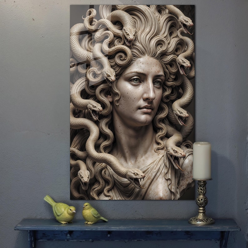 Medusa Wall Art, Mystic Glass Art, Tempered Glass Wall Art, Medusa Wall ...