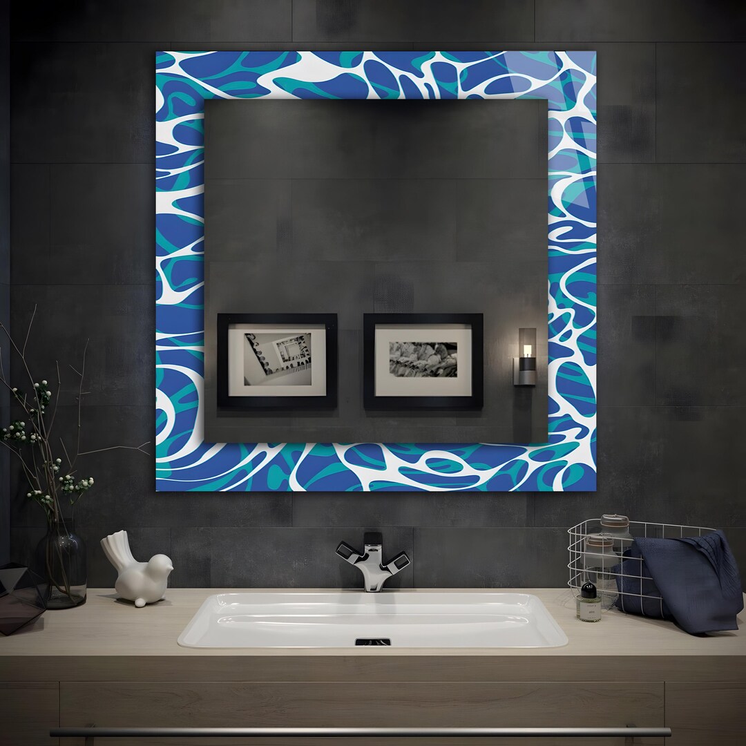 Blue Mirror Wall Decor,mirror for Bathroom,entryway Hallway Mirror ...