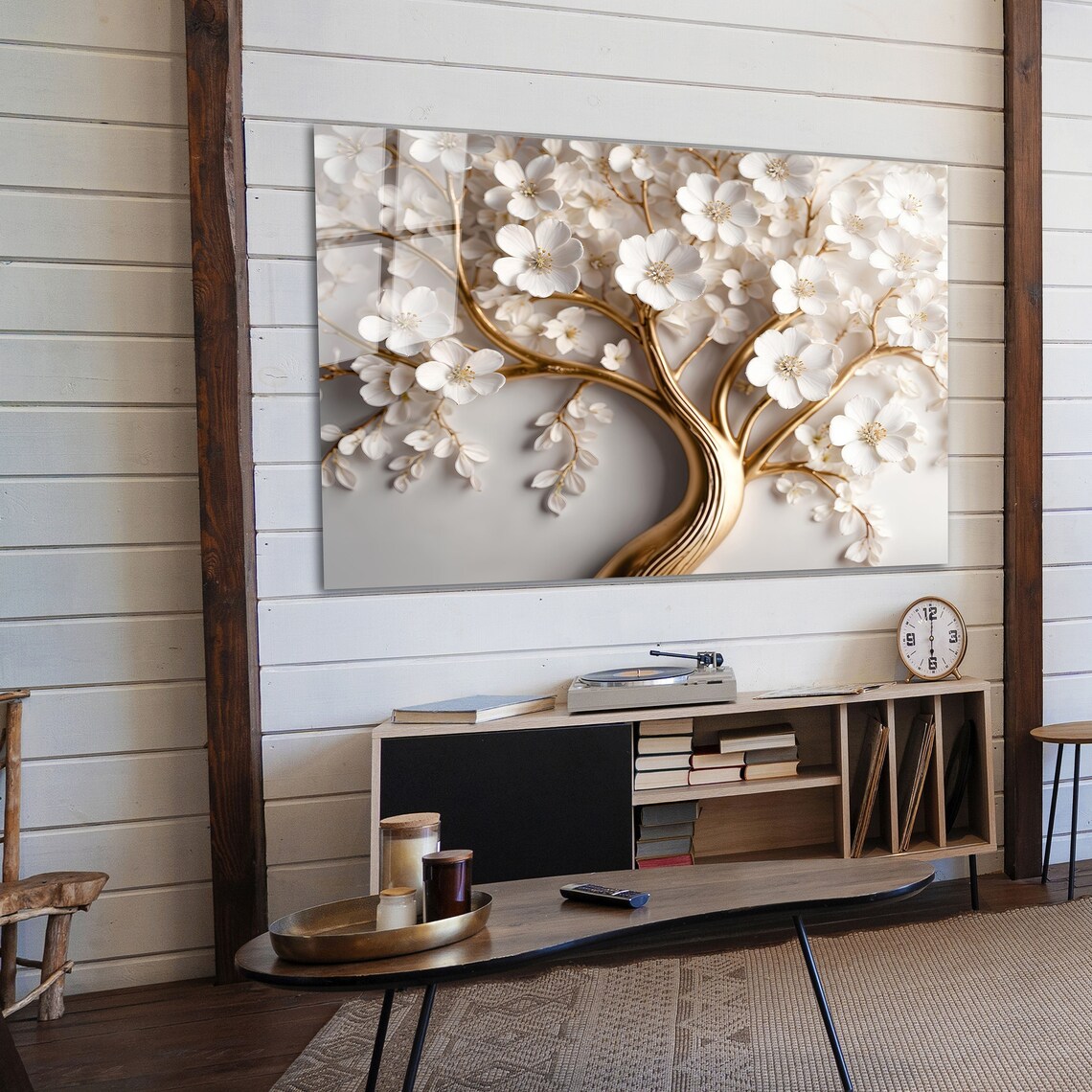 Tempered Glass Wall Art-flower Wall Decor-home Decor-glass Printing Art ...
