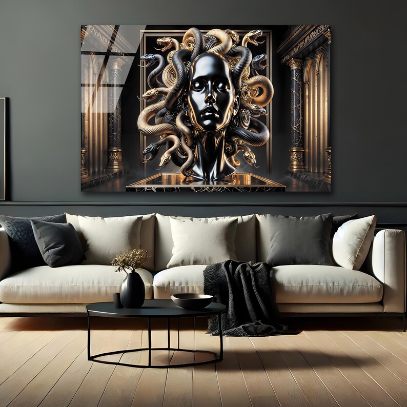 Medusa Wall Decor, Medusa Wall Art, Glass Print, Medusa Glass Wall Art ...