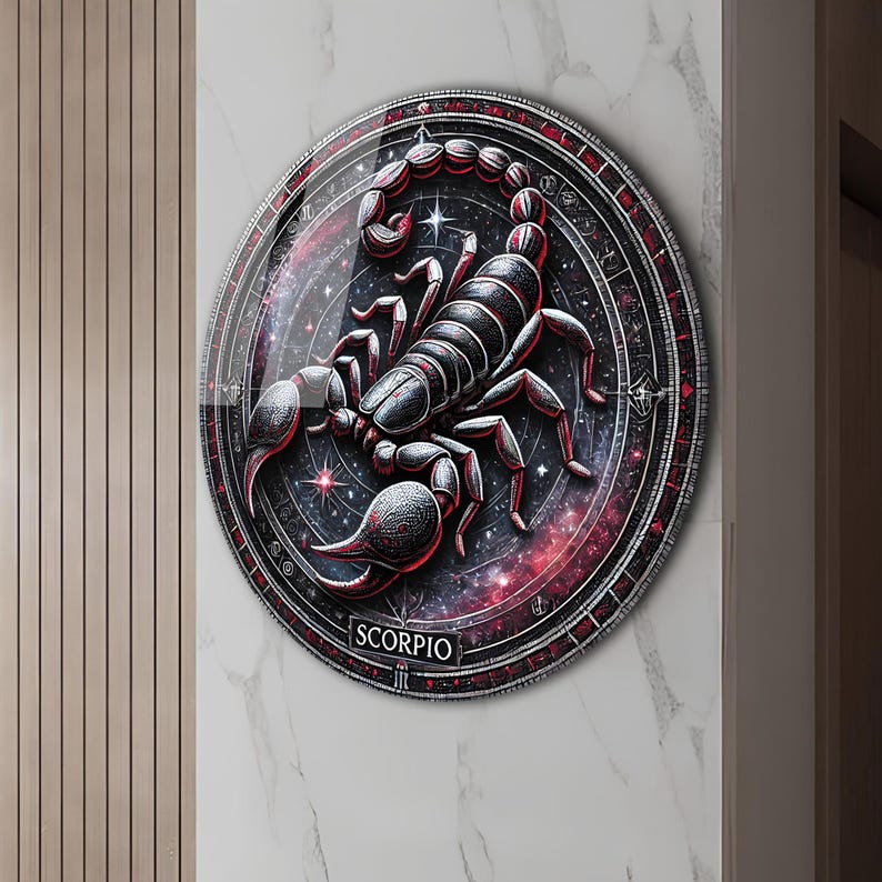 Scorpio Zodiac Sign, Horoscope Wall Art, Astrology Wall Art, Tempered ...
