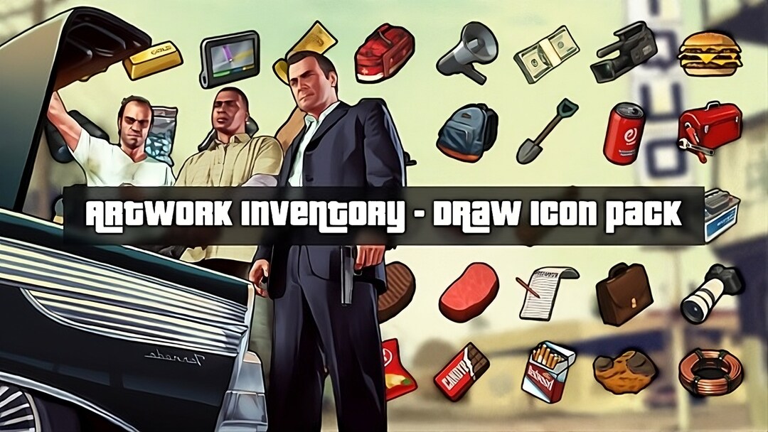 Inventory Icons for Video Games, in the Style of GTA Artwork - Etsy