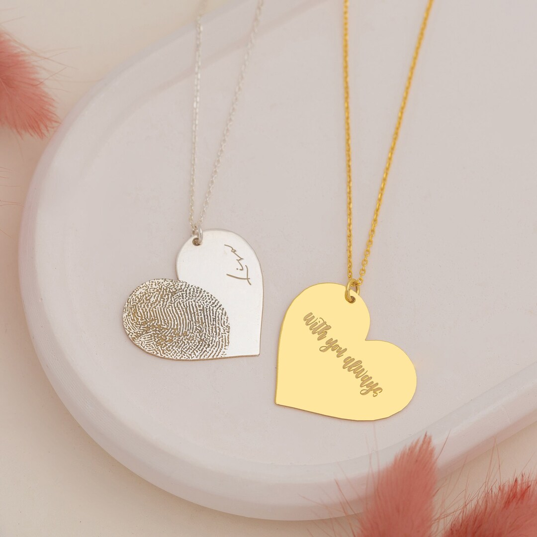 Memorial Necklace, Personalized Fingerprint Jewelry, Custom Name ...