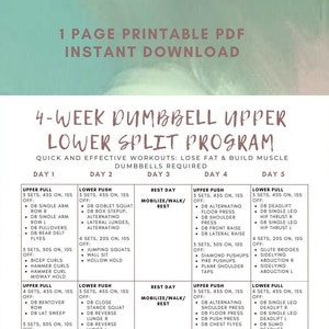 4 Week Dumbbell Upper-lower Body Split Interval Program for Building ...