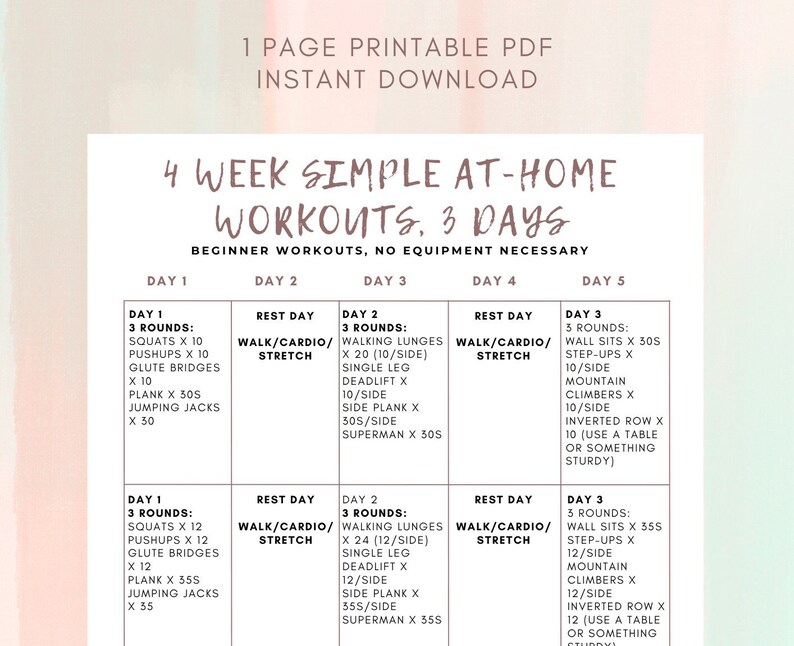 4 Week Full Body at Home Workout, Full Body Tighten and Tone, Beginner ...