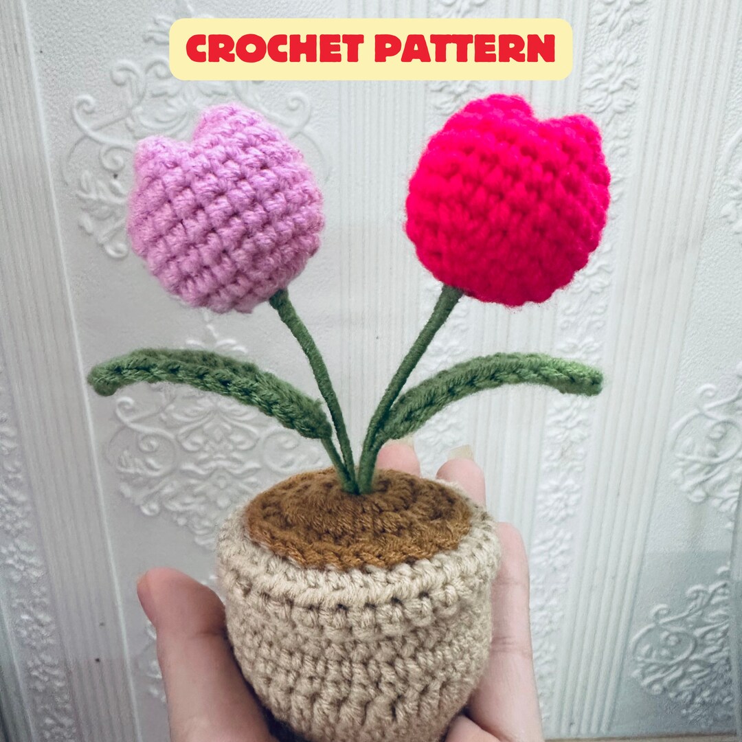 Crochet Tulip Pot Pattern, Crochet Flower Pattern Instant Download - Etsy