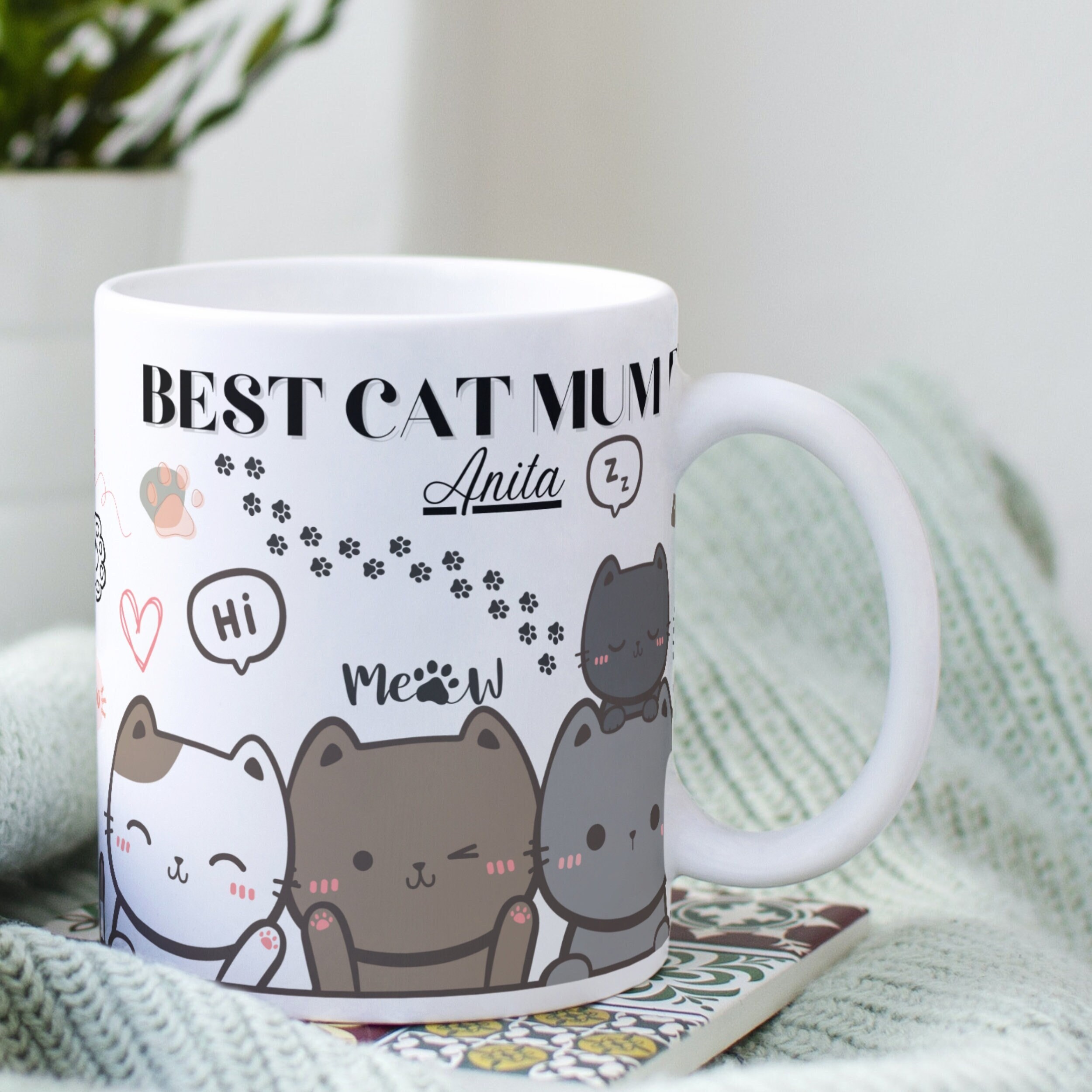 Personalised Best Cat Mum Ever Mug, Custom Cat Mug, Cat Mum Gift, Crazy ...