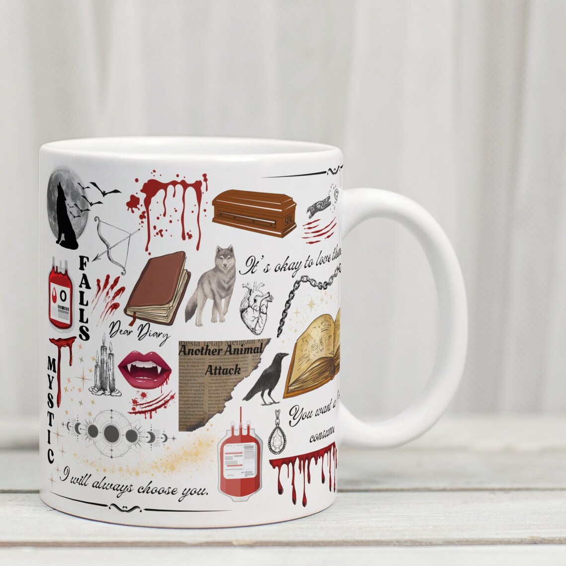 The Vampire Diaries Mug, Damon Salvatore, Stefan Salvatore, Vampire ...