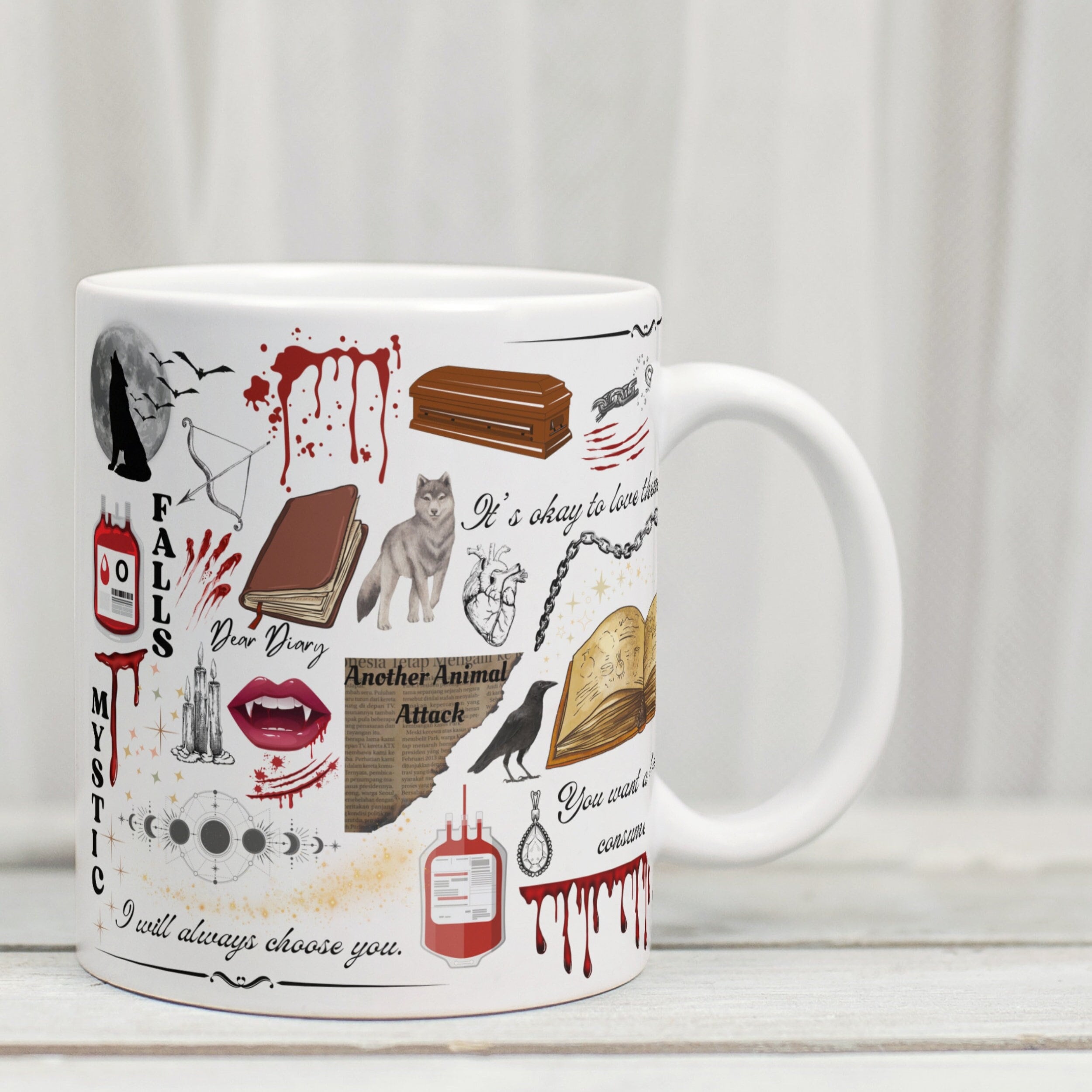 The Vampire Diaries Mug, Damon Salvatore, Stefan Salvatore, Vampire ...