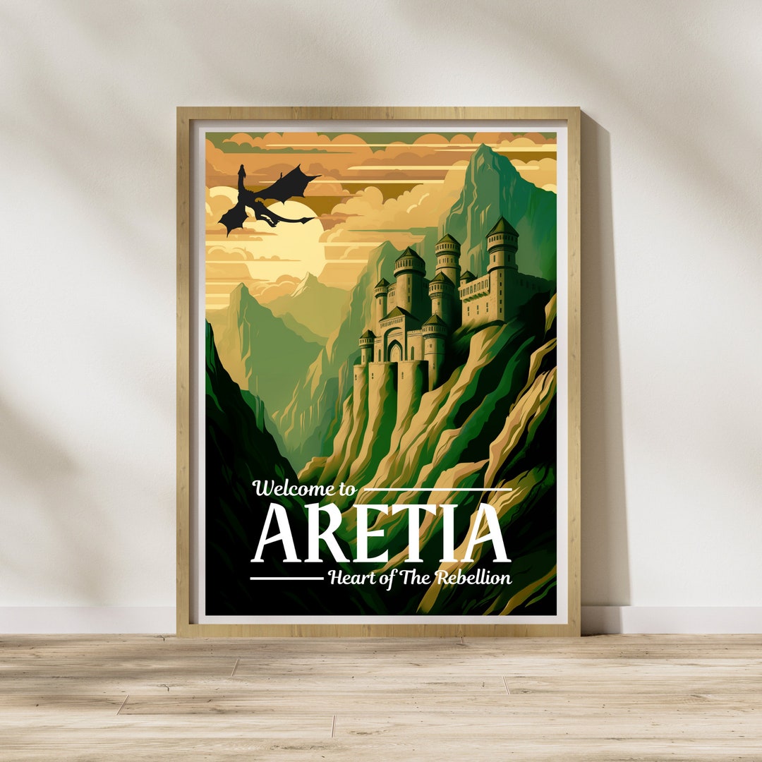 Aretia Travel Poster: Fourth Wing Art Print - Basgiath, Iron Flame - Etsy