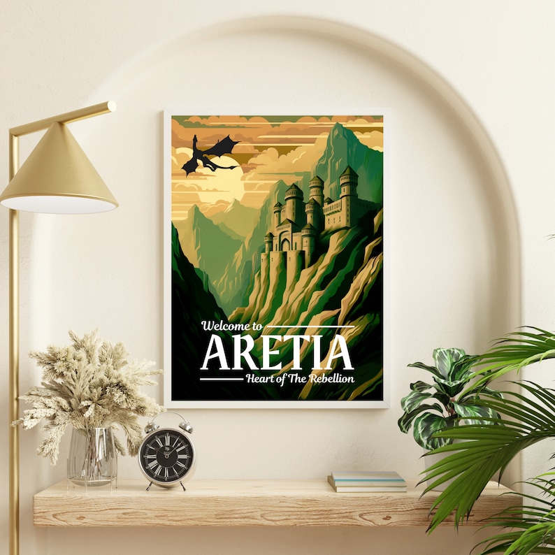 Aretia Travel Poster: Fourth Wing Art Print - Basgiath, Iron Flame - Etsy