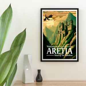Aretia Travel Poster: Fourth Wing Art Print - Basgiath, Iron Flame - Etsy