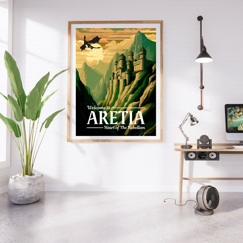 Aretia Travel Poster: Fourth Wing Art Print - Basgiath, Iron Flame - Etsy