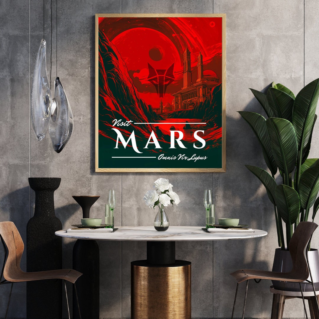 Mars Travel Poster, Red Rising Print, Omnis Vir Lupus, Red Rising Wall ...