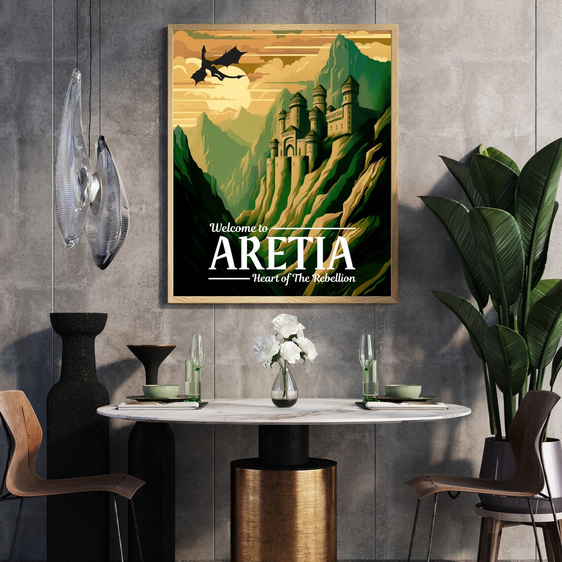 Aretia Travel Poster: Fourth Wing Art Print - Basgiath, Iron Flame - Etsy