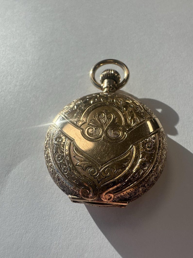 Vintage Solid 14ct Gold Pocket Watch Case With Diamond - Etsy