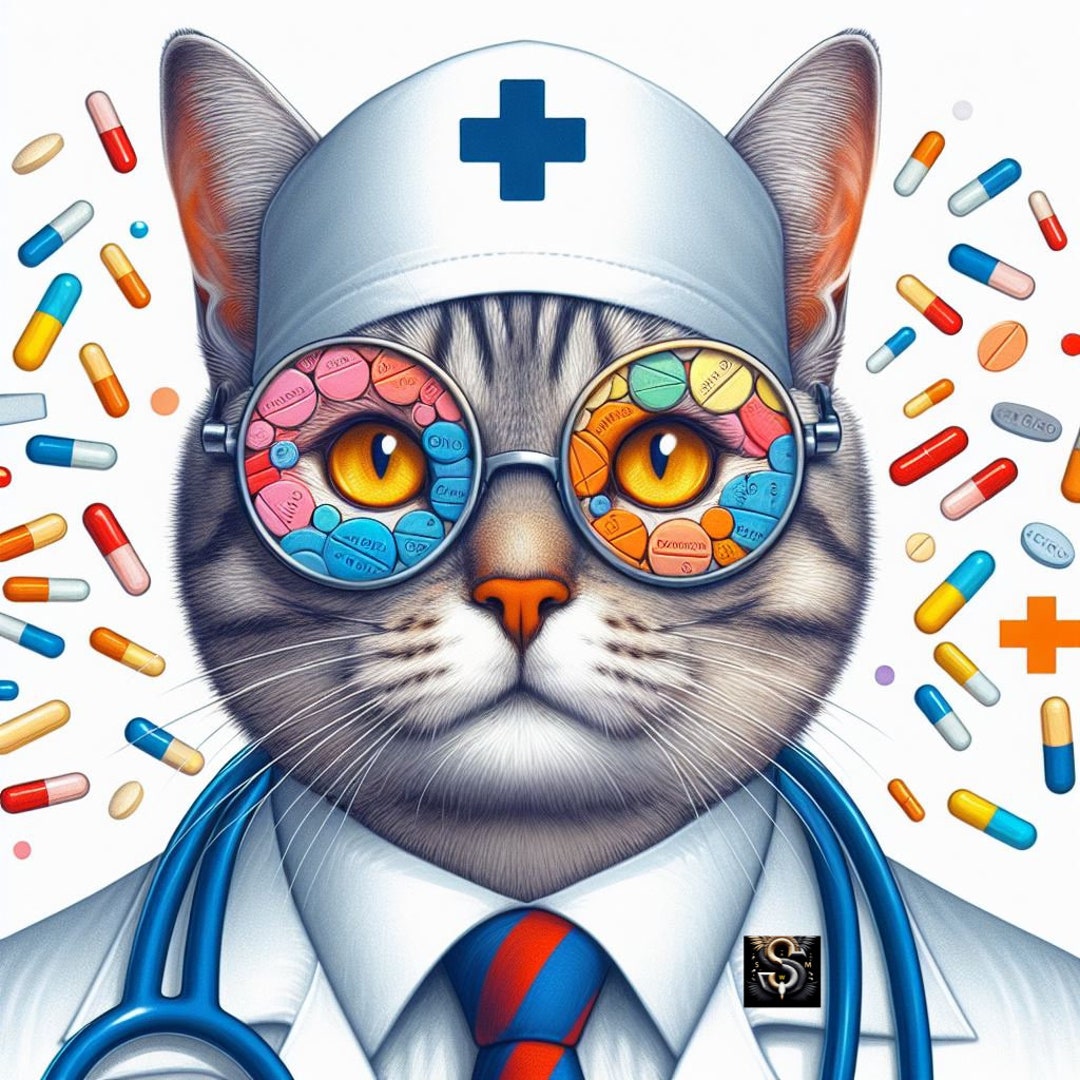 The Pharmacy Feline: Professional Portrait of a Cat at the Service of ...