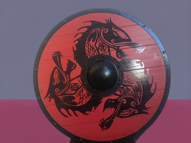 Medieval Dragon Shield Wood & Mild Steel Shield Warrior Armor Battle ...