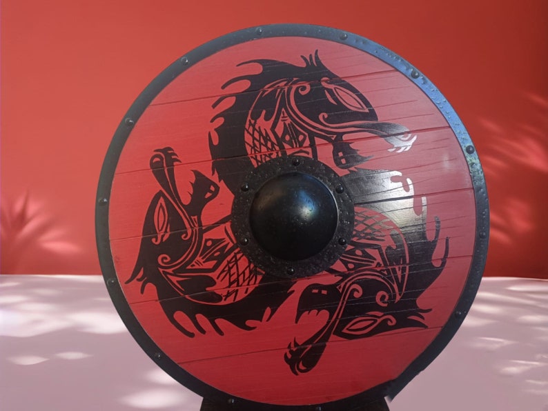 Medieval Dragon Shield Wood & Mild Steel Shield Warrior Armor Battle ...